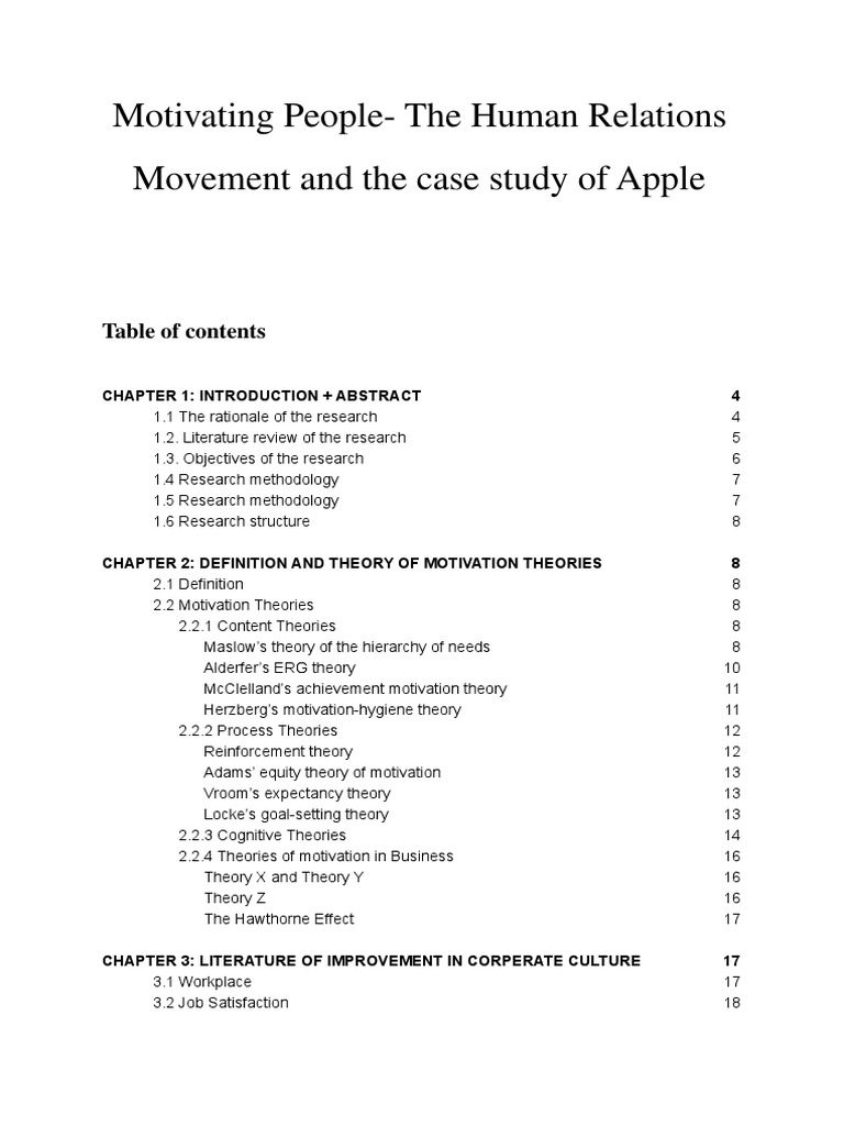 Motivating People - The Human Relations Movement and The Case Study of ...
