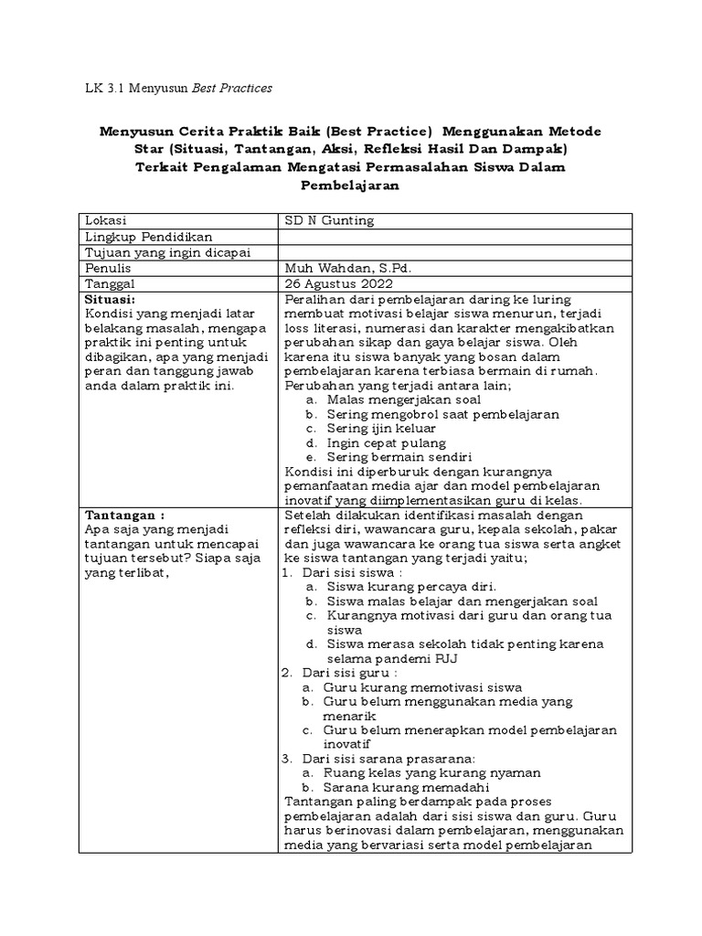 MENINGKATKAN MOTIVASI BELAJAR SISWA DI MASA TRANSISI PEMBELAJARAN DARING KE LURING | PDF