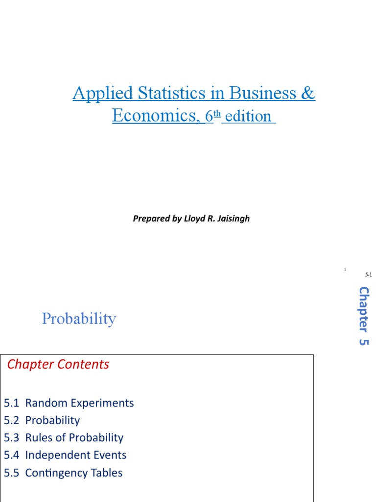 Chapter - Five - Probability and Contingency Tables | PDF
