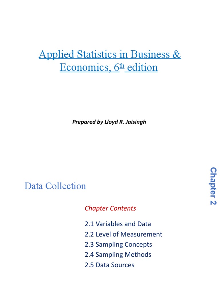 Chapter - Two - Data Types and Data Collection v2 | PDF | Level Of Measurement | Sampling ...