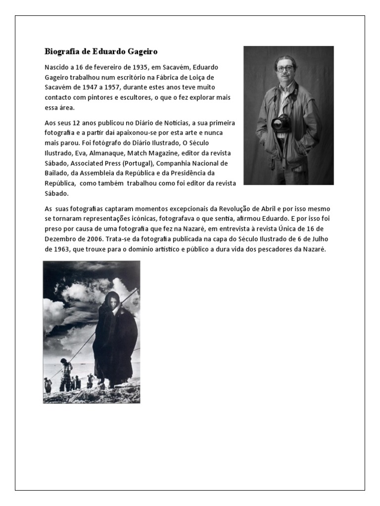 Biografia de Eduardo Gageiro | PDF | Arte