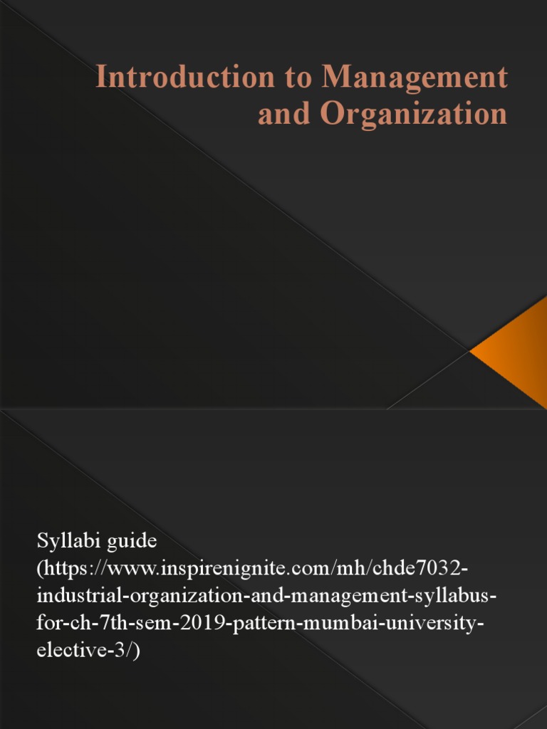 Management and Organization Introduction | PDF