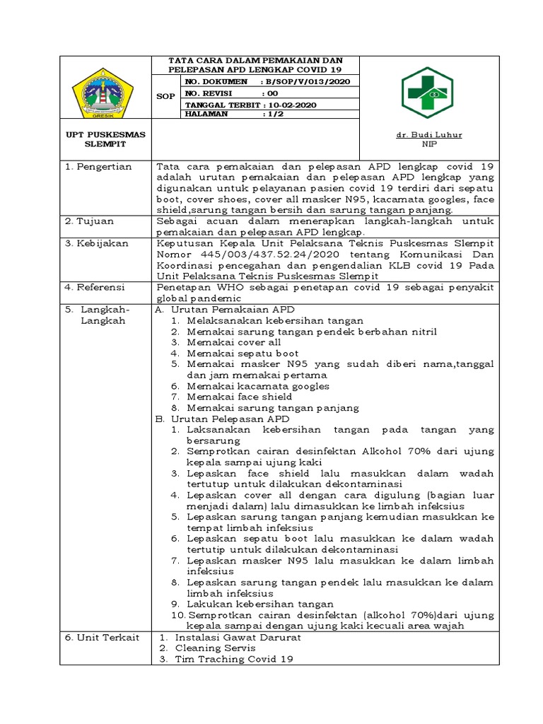 Pemakaian Dan Pelepasan Apd | PDF