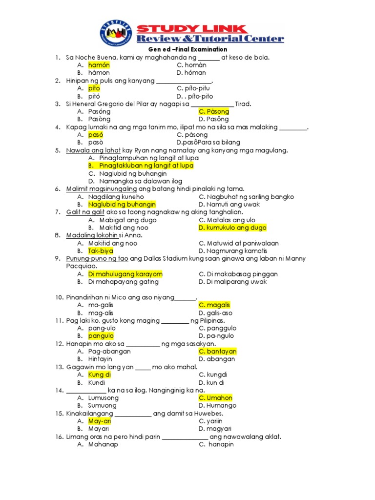 200 Items BEED With Answer Key | PDF