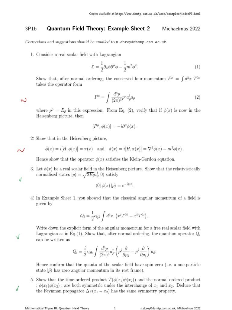 QFT Sheet 2 | PDF | Quantum Mechanics | Physics