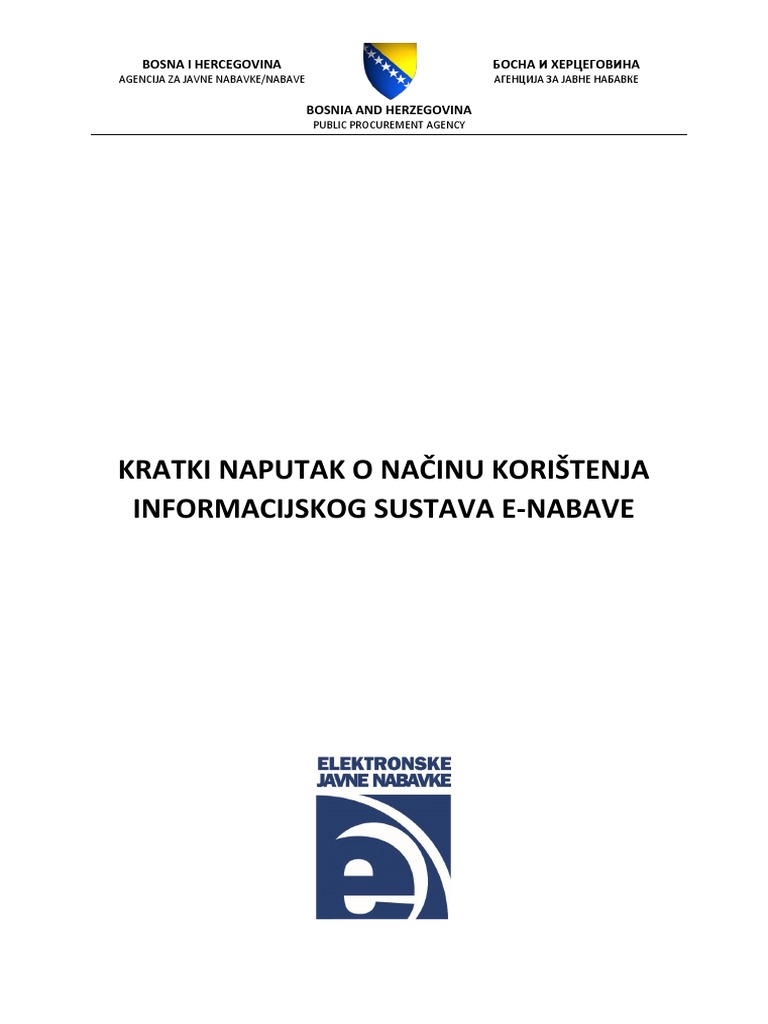 Kratki Naputak O Načinu Korištenja Informacijskog Sustava E-Nabave | PDF
