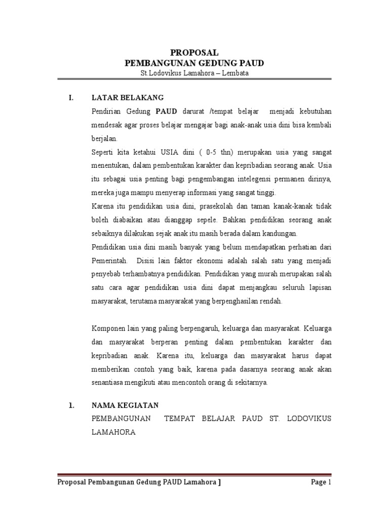 Proposal Paud | PDF