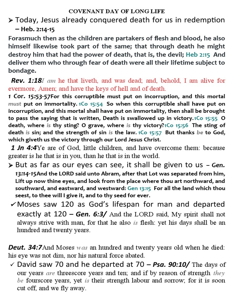 (With SCRPTS) COVENANT DAY OF LONG LIFE TIPS | PDF | Cooking, Food & Wine