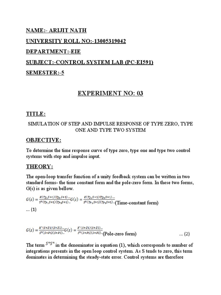 Arijit Nath (Control System Lab Assignment 3) | PDF | Teaching Methods & Materials