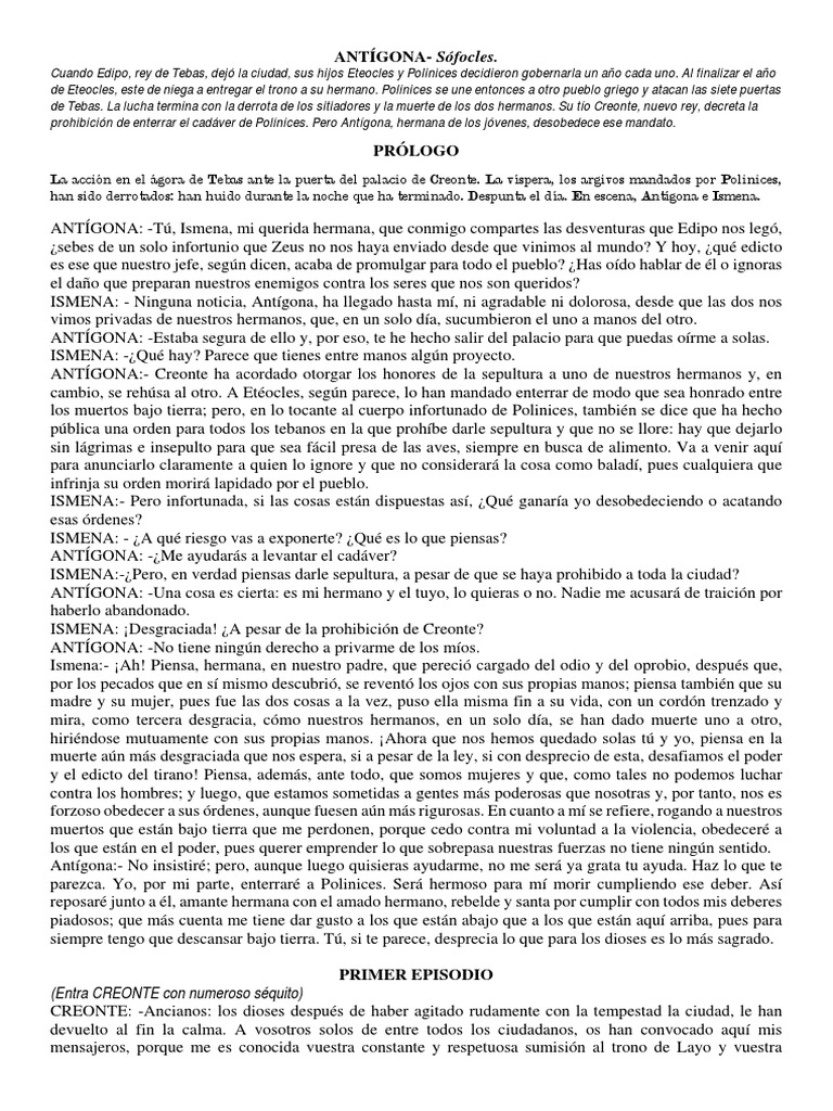 Antígona - Sófocles. | PDF