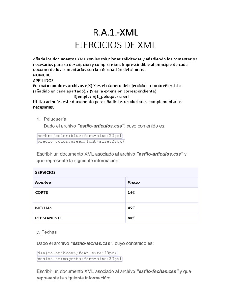 Ejercicios XML | PDF