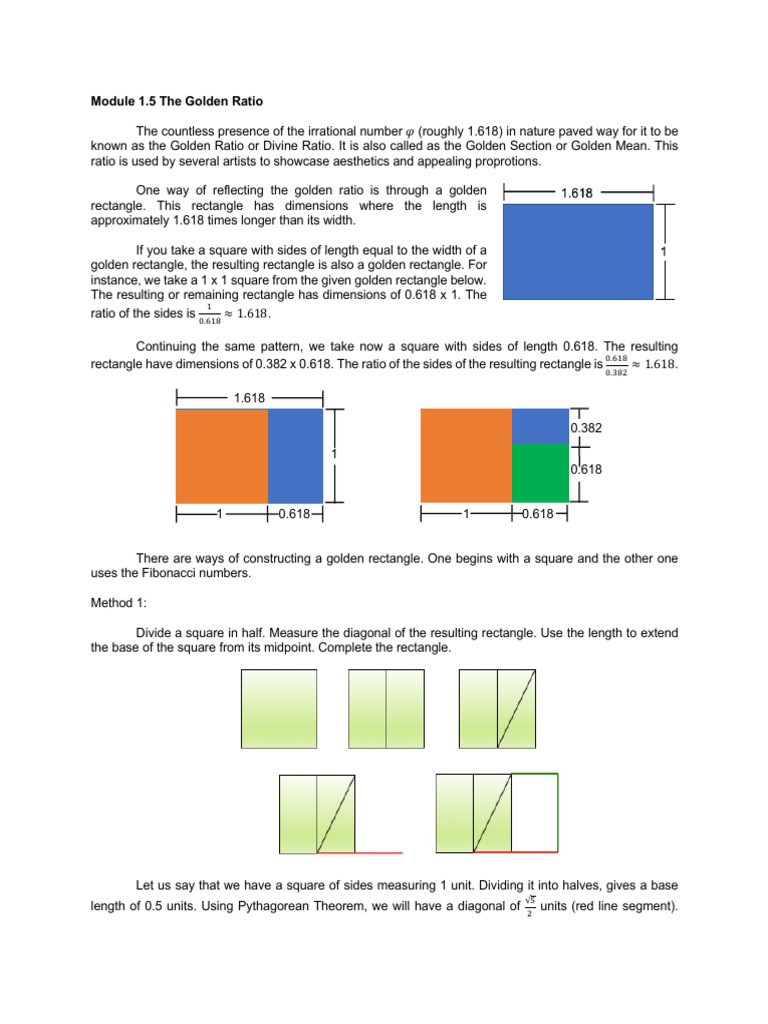 Module 1.5 The Golden Ratio | PDF | Ratio | Length