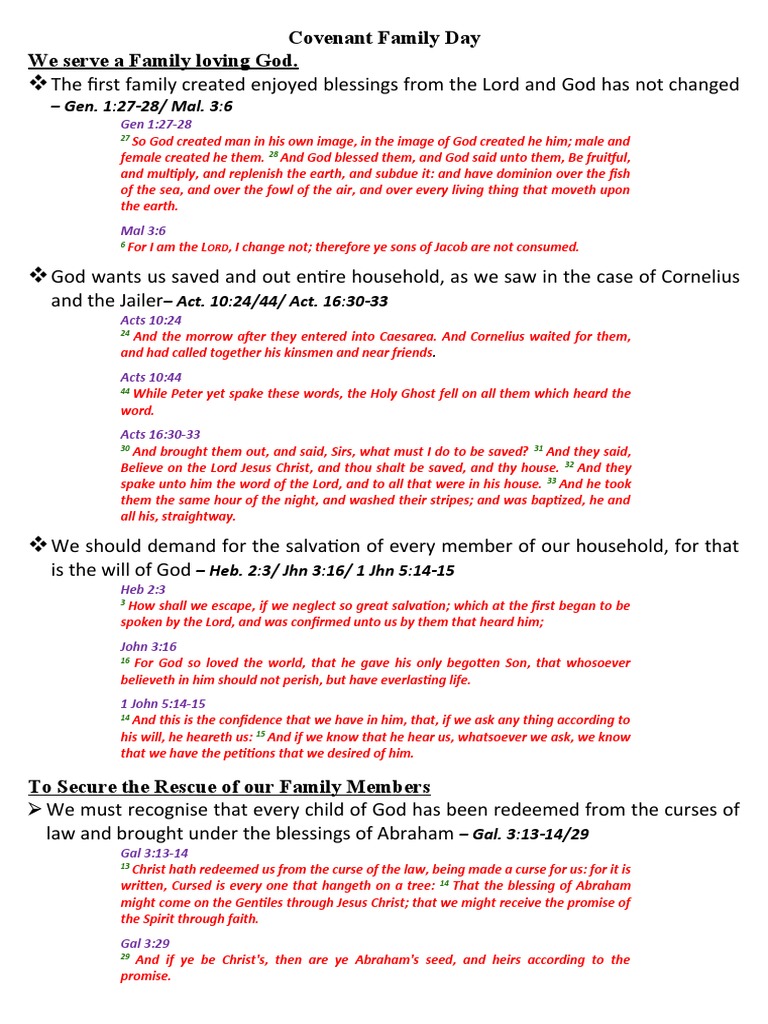 (With SCRPTR) Covenant Family DAy | PDF | David | Covenant (Biblical)