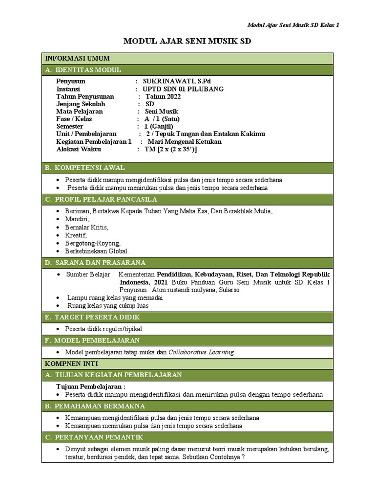 Ma Seni Musik K1 Bab 2 | PDF | Seni & Disiplin Bahasa