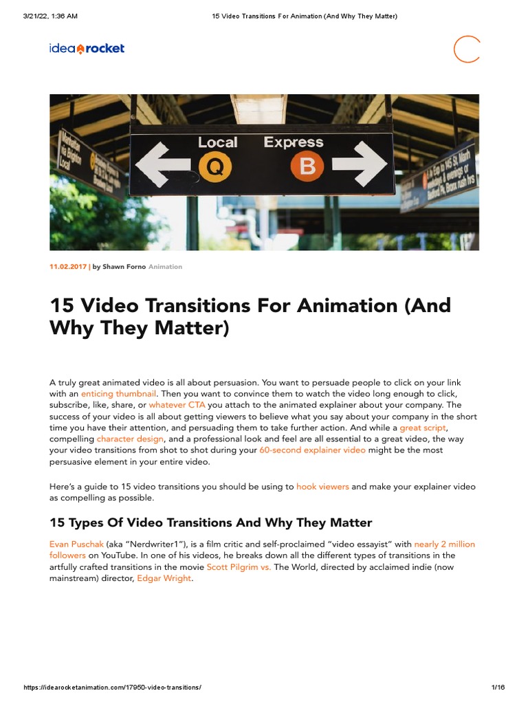 15 Video Transitions For Animation (And Why They Matter) | PDF | Games ...