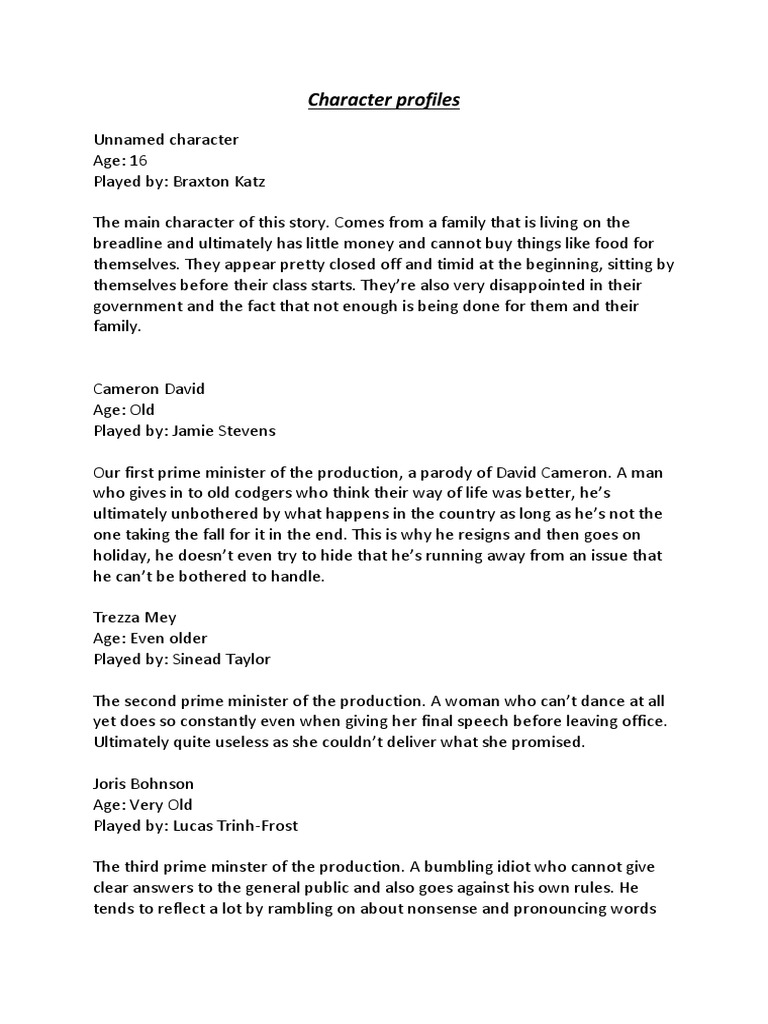 Character Profiles | PDF