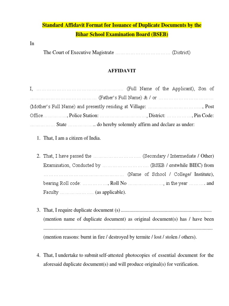 Affidavit Duplicate Doc | PDF