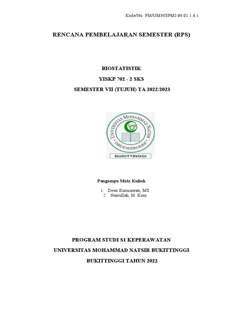 RPS Biostatistik 2022-1 | PDF