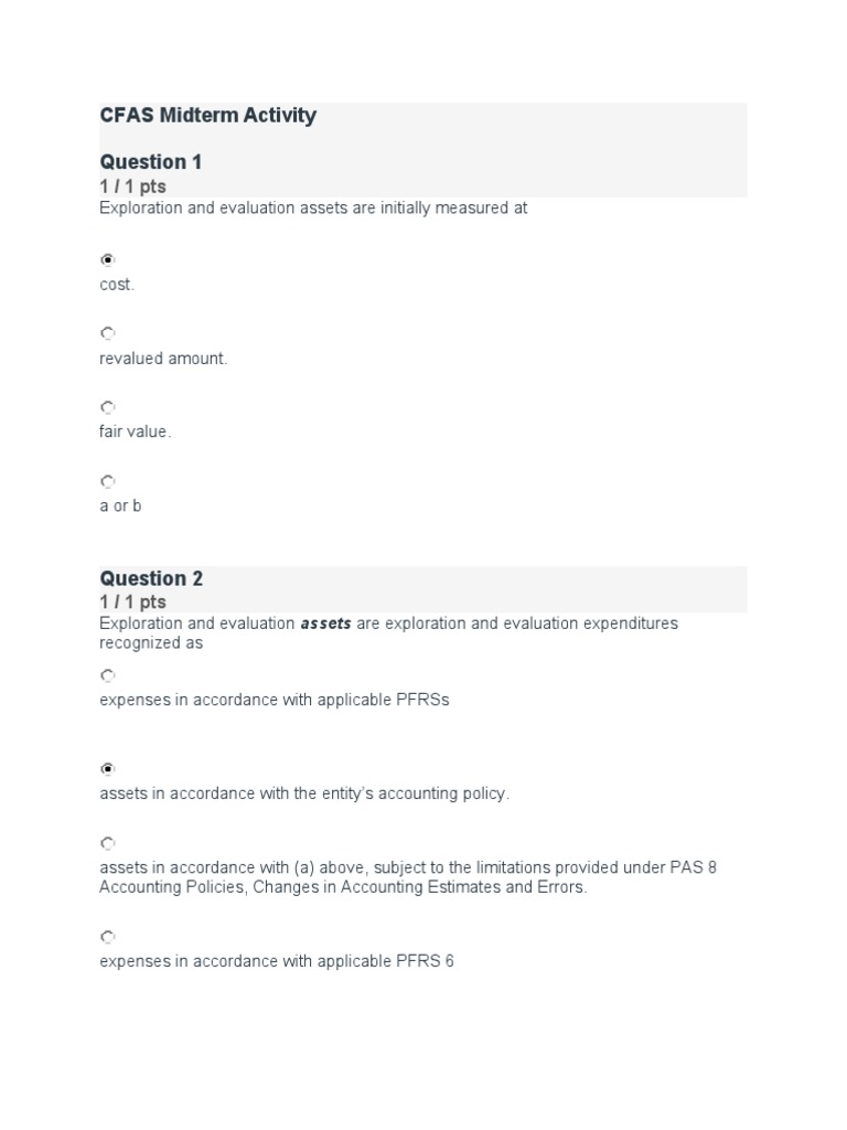 CFAS Midterm Activity | PDF | Expense | Historical Cost
