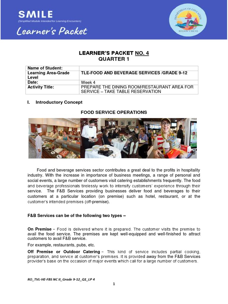 FBS - (2) Take Table Reservation | Download Free PDF | Foodservice ...