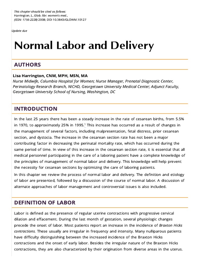 Understanding Normal Labor and Delivery | PDF | Childbirth | Midwife