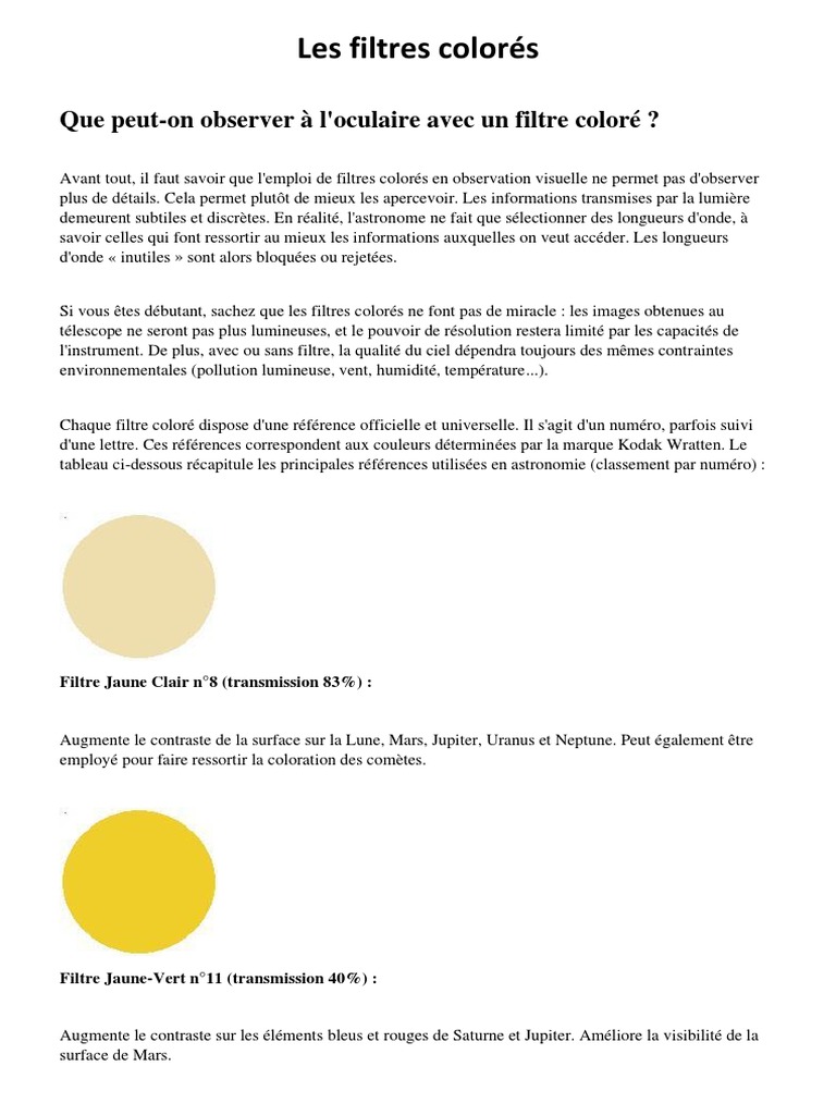 Les Filtres Colorés | PDF