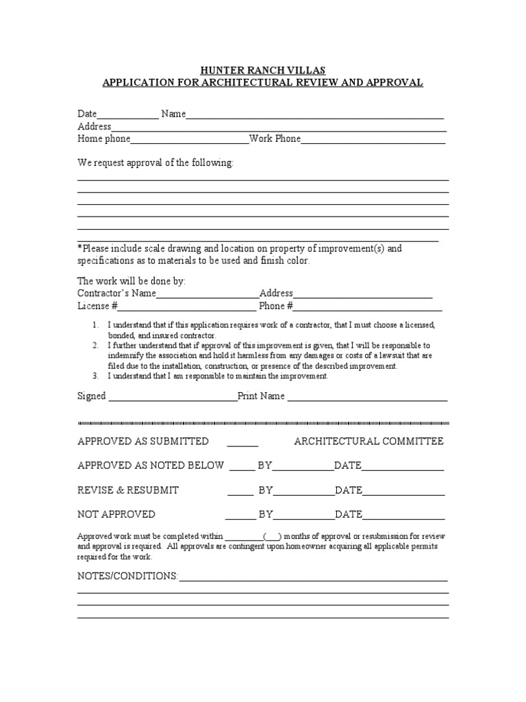 Hunter Ranch Application For Architectural Review & Approval | PDF ...