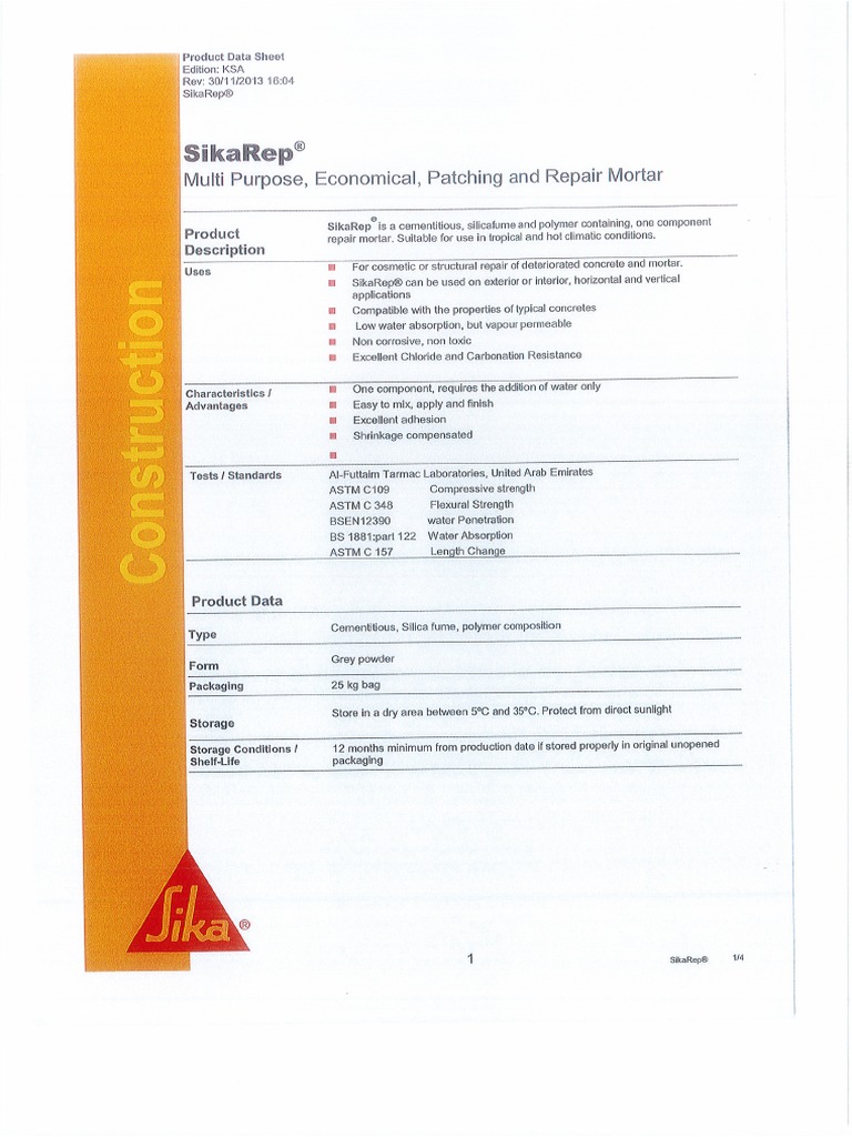 Method Statement For Concrete Repair by SIKA | PDF