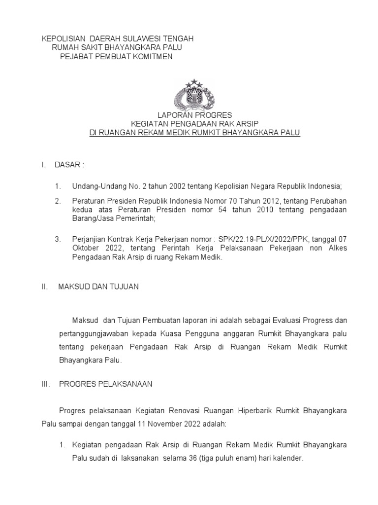 2 - Laporan Progress Pekerjaan Rak RM | PDF