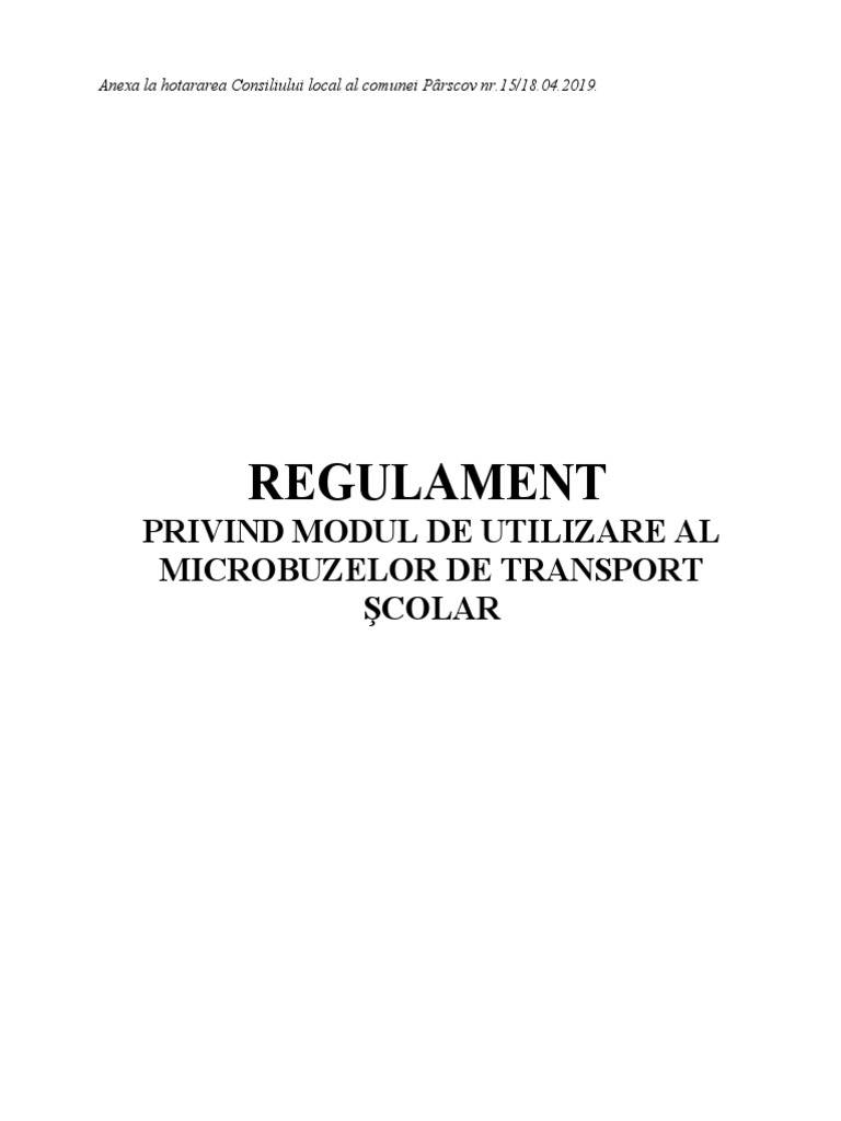Regulament Privind Modul de Utilizare A Microbuzelor de Transport ...