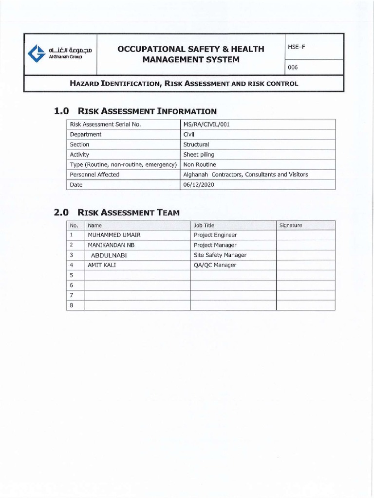 Method Statement For Sheet Piling | PDF