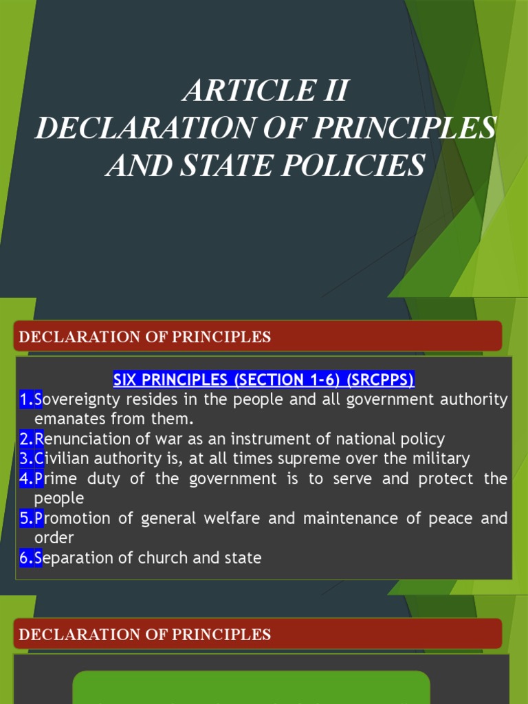 Declaration of Principles and State Policies 1 | PDF | Separation Of ...