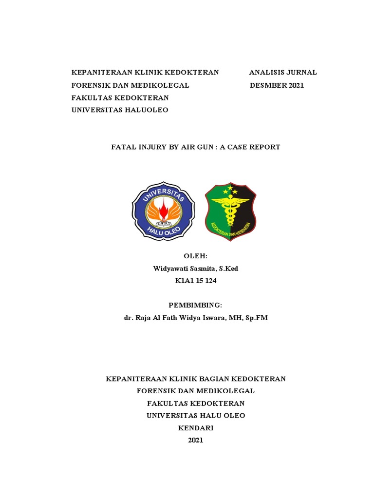 Analisis Critical Apraisal - Fatal Injury by Air Gun A Case Report | PDF | Pengembangan Diri