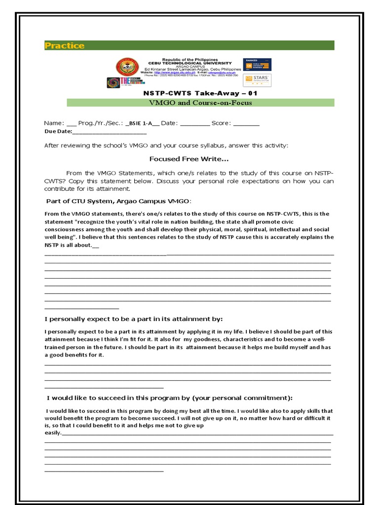 Module 1 Unified Course Pack CWTS 1 2022 2023 | PDF | Psychology