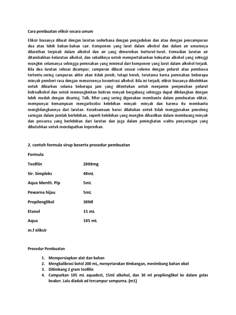 Pembuatan dan Evaluasi Eliksir | PDF