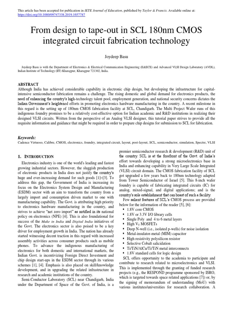 From Design To Tape-Out in SCL 180nm CMOS Integrated Circuit ...