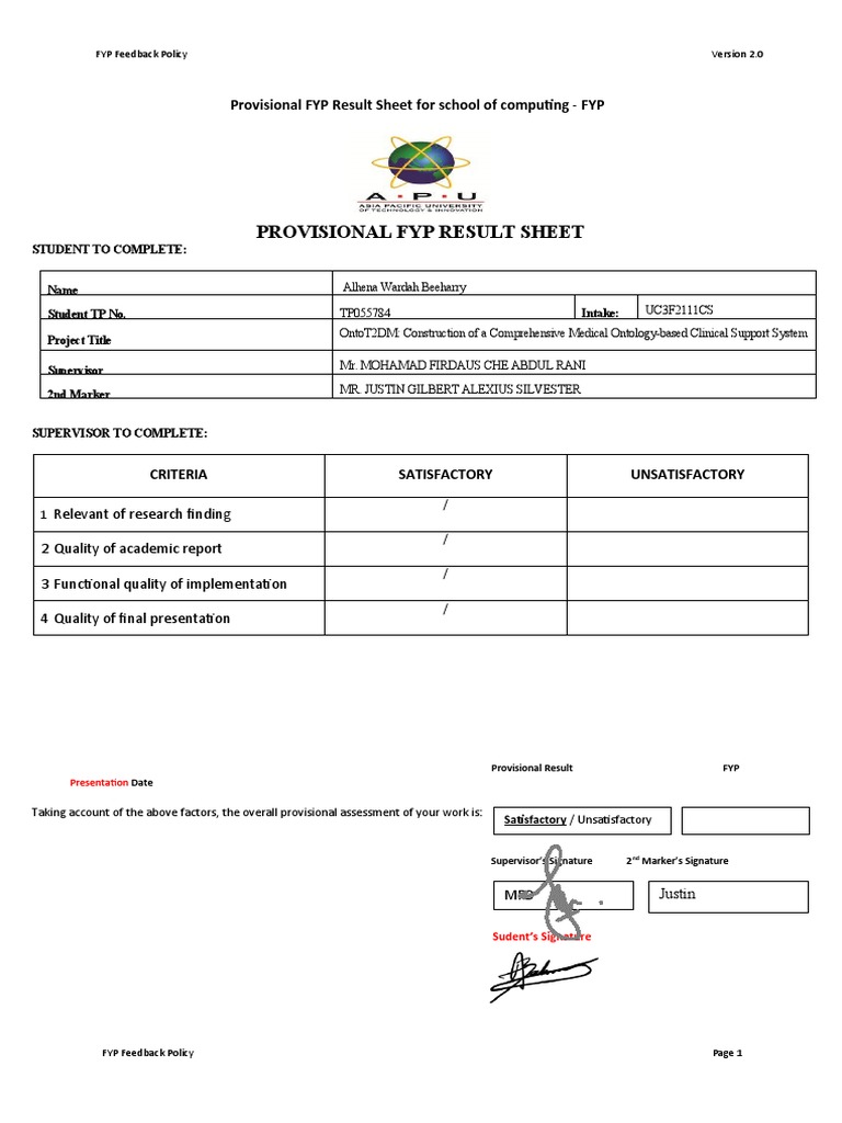 Provisional FYP Result Overview | PDF | Epidemiology | Health Sciences