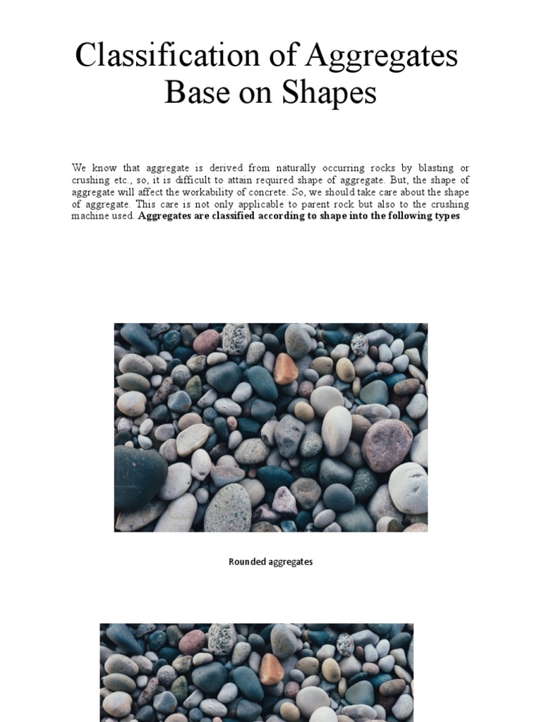 Classification Of Aggregates Pdf Construction Aggregate Rock