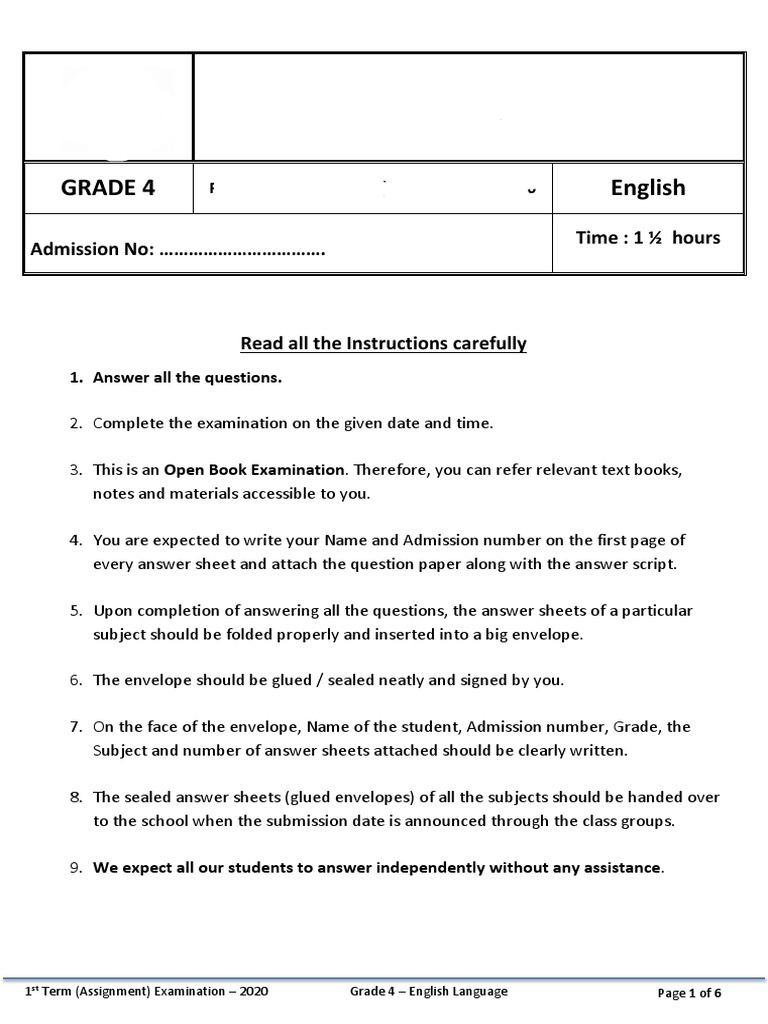 Grade 4 - English | PDF | Grammar | Syntax