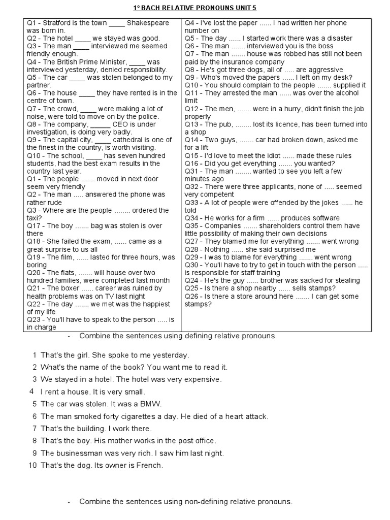 Relative Pronouns | PDF