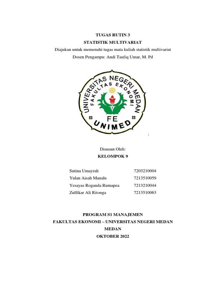 TR 3 - Statistik Multivariat - Kel 9-1 | PDF