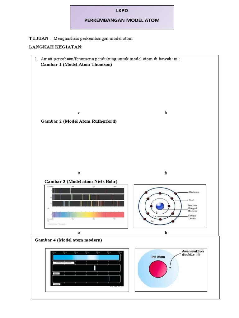 Tugas LKPD 1 Perkembangan Teori Atom-2 | PDF