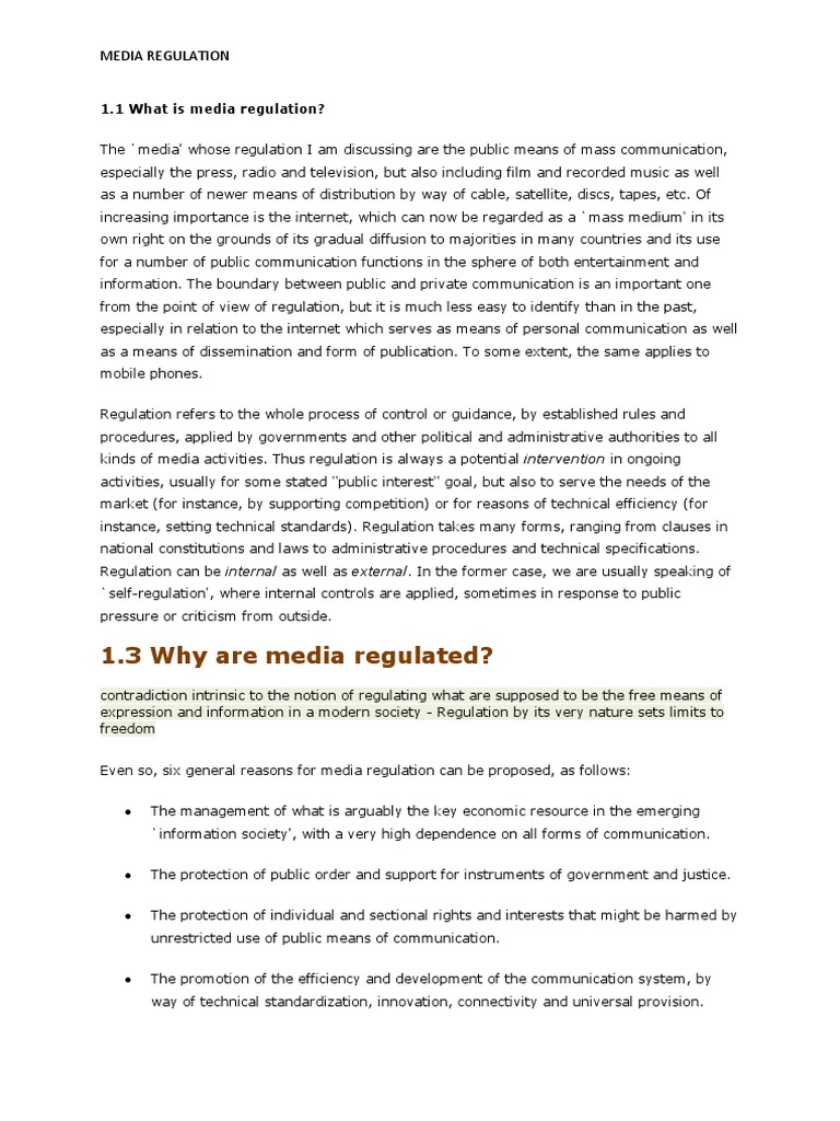 Media Regulation TK | PDF