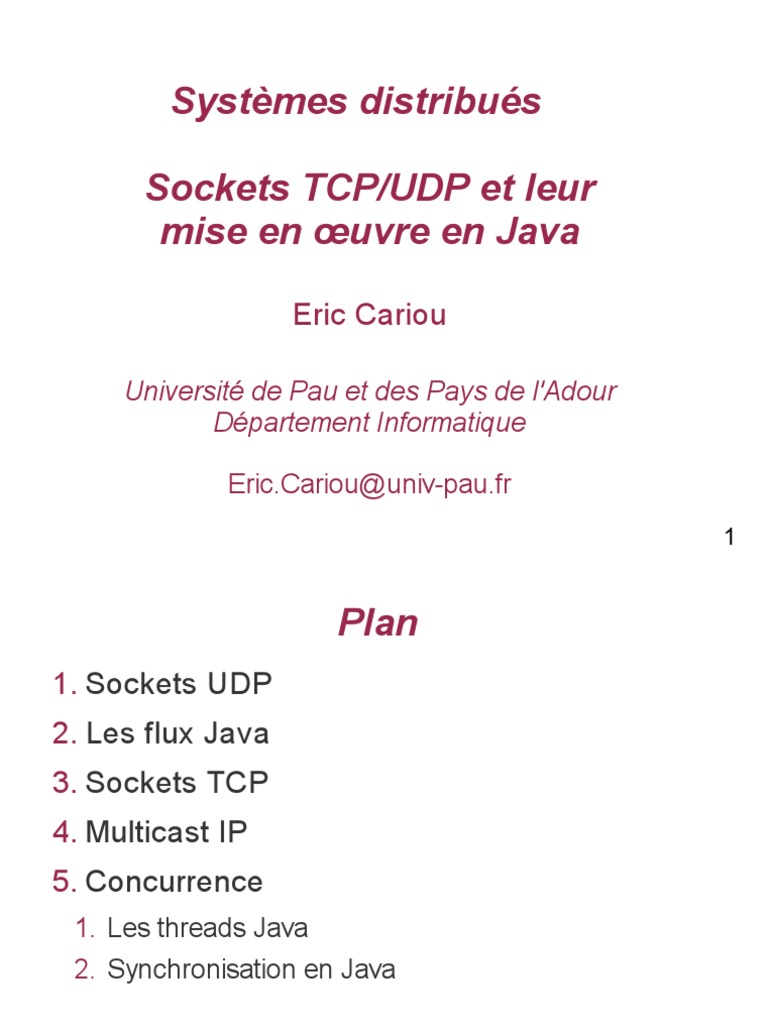 Sockets UDP en Java : Guide Complet | PDF | Protocole de contrôle de ...