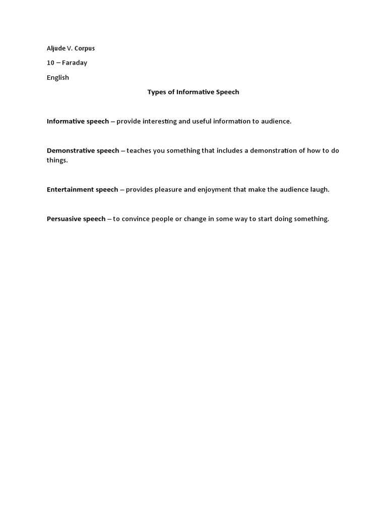 Types Of Informative Speech PDF