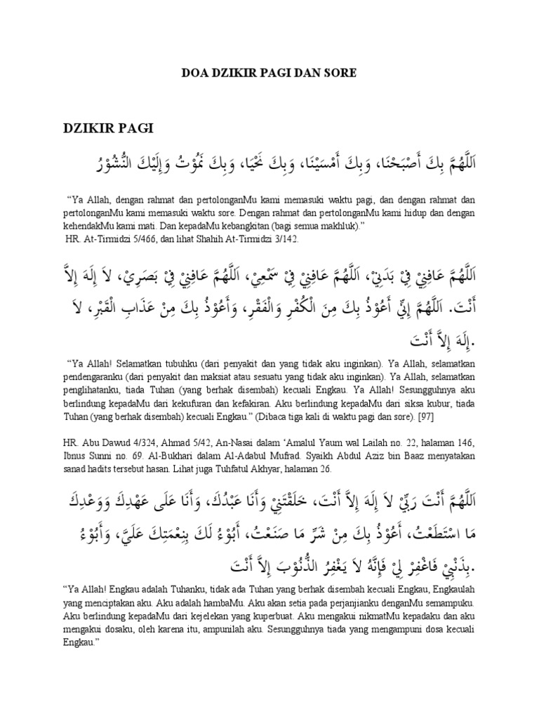 Doa Dzikir Pagi Dan Sore | PDF