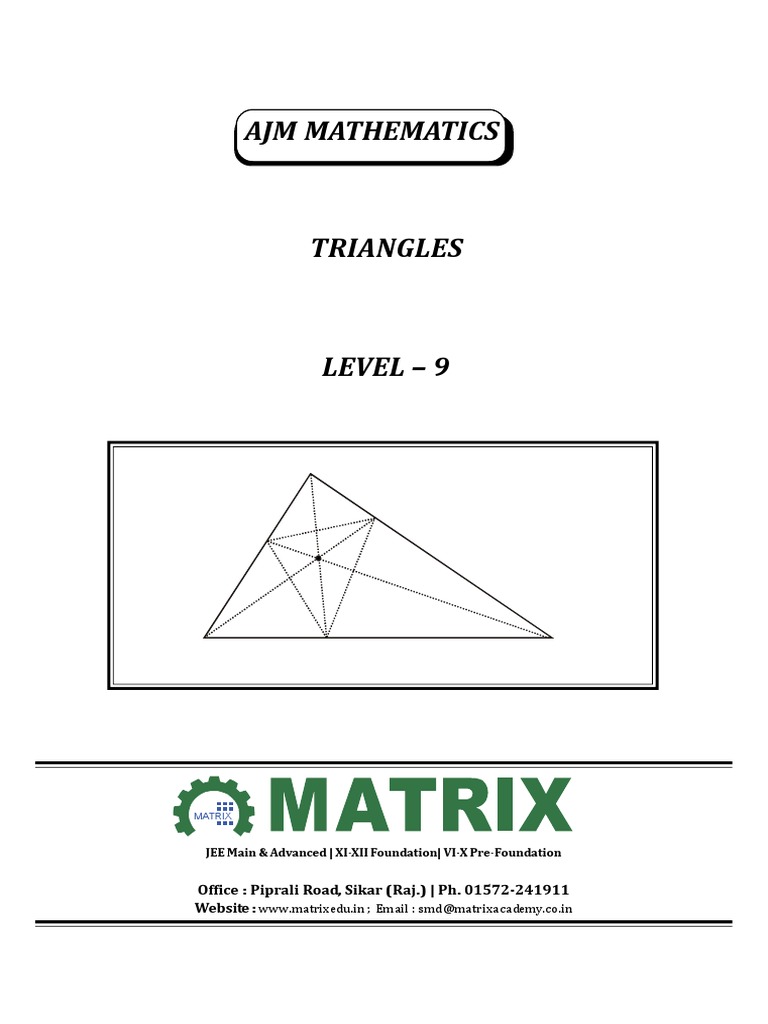 Triangles Ajm Mathematics Level - 9 | PDF | Triangle | Euclidean Plane Geometry