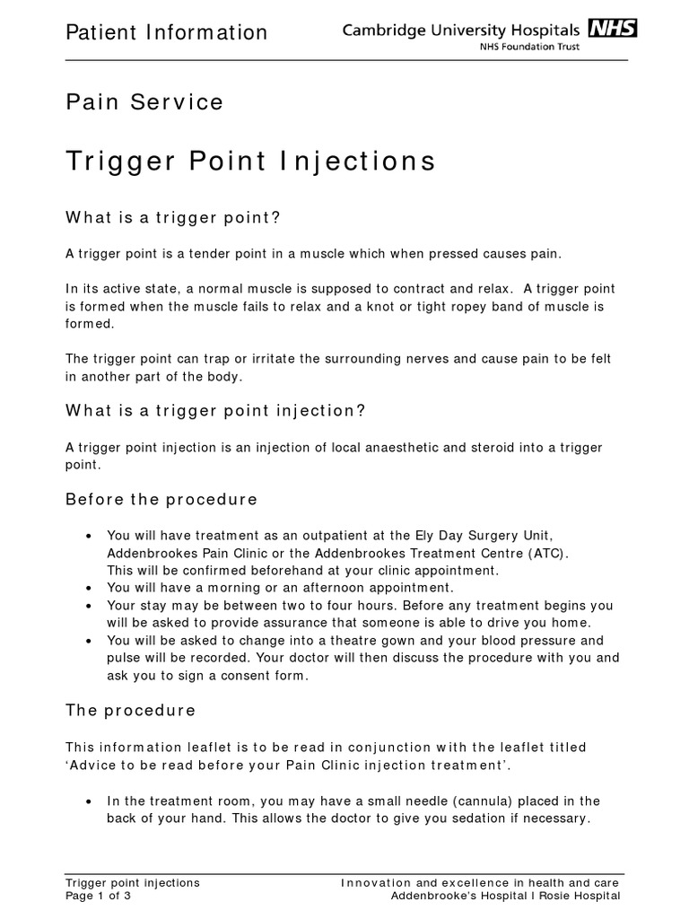 Trigger Point Injections Explained | PDF | Myofascial Trigger Point ...