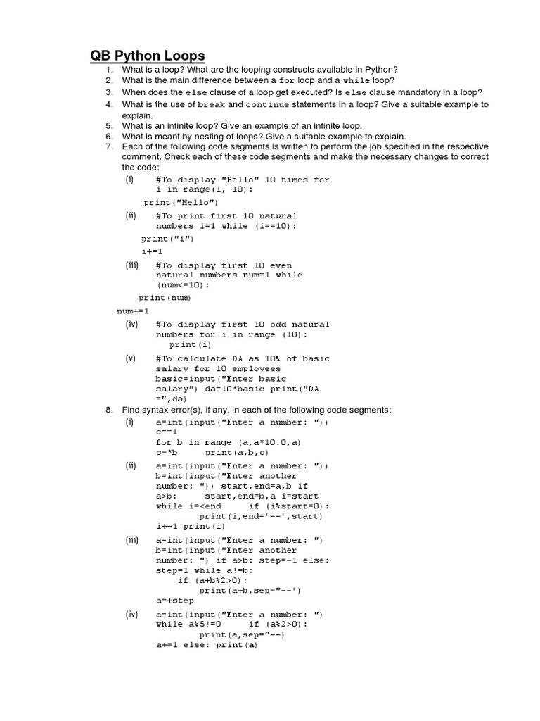 QB Python Loops | PDF QB Python Loops | PDF