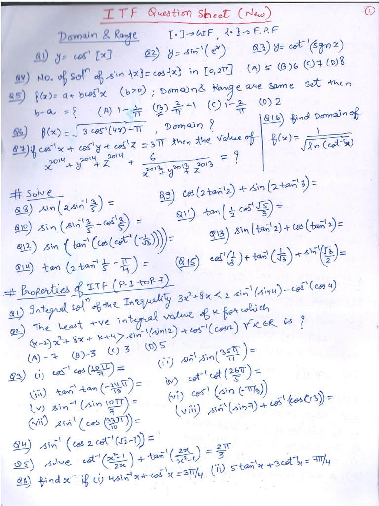 ITF Question Sheet 1 | PDF